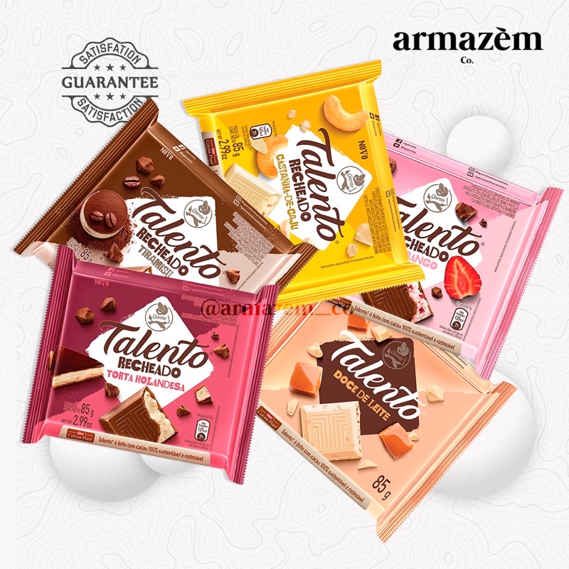 Barra Talento Recheado Grande 85 gramas Unidade Barra de Chocolate ...