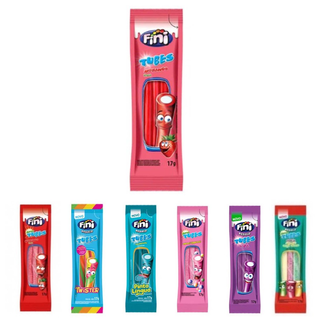 Fini Tubes Bala de Goma 17g Pacote Sabores | Shopee Brasil
