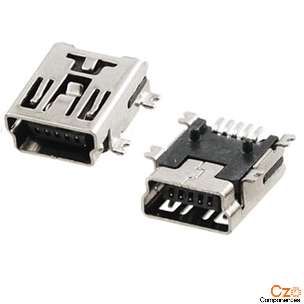 5 peças Conector Mini Usb Fêmea 5 Pinos Tipo B Smd Ps3 Gps Mp5 | Shopee ...
