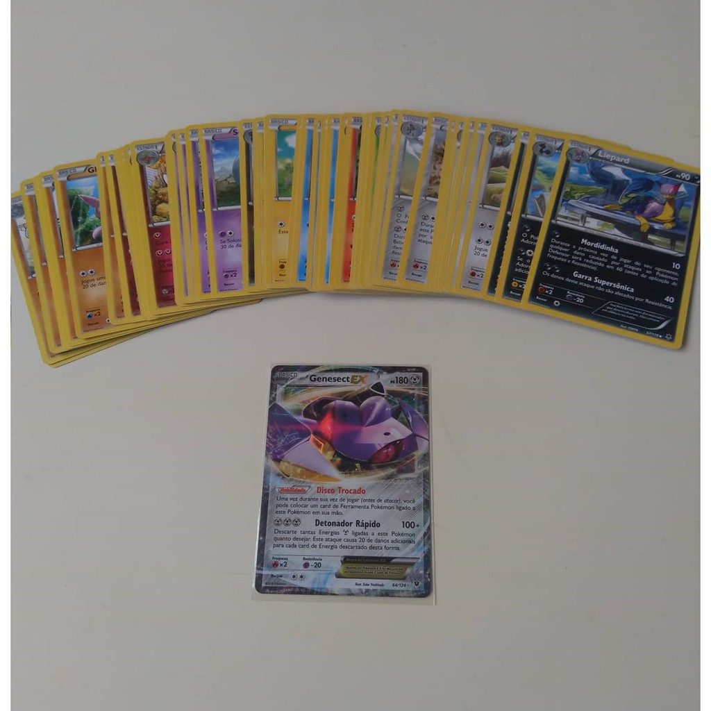 Lote 50 Cartas Pokémon TCG + 1 Carta Pokémon Genesect EX (64/124 - XY10 ...