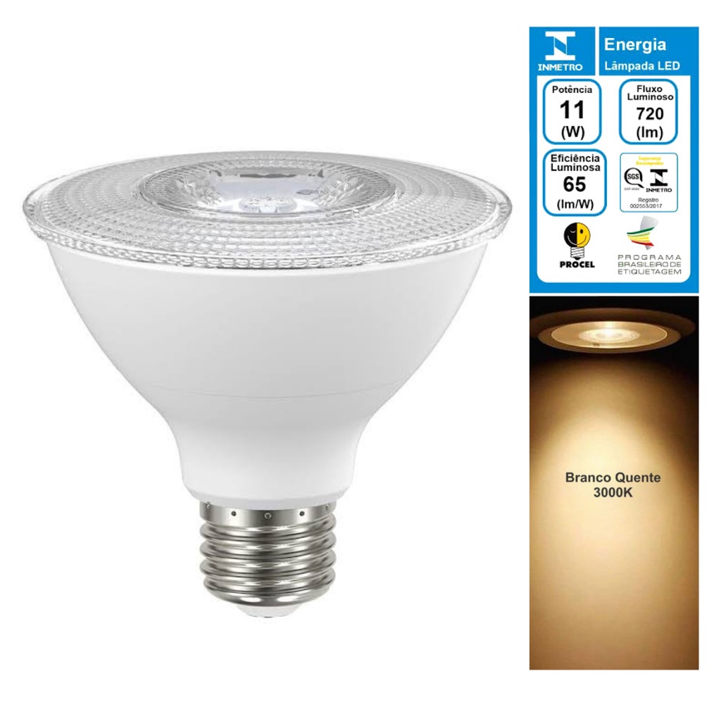 Lampada LED 11W PAR30 E27 AVANT Branco Quente 2700K Bivolt | Shopee Brasil