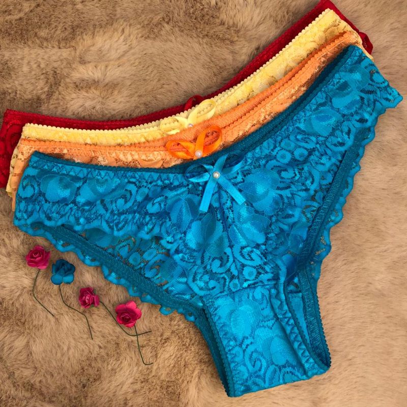 Kit 2 Calcinha de renda Livia Rendada com Elástico forro de algodão ...