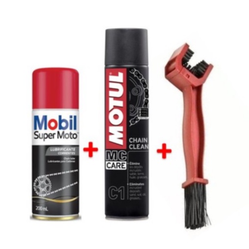 kit C1 Chain Clean limpeza + Lubrificante de corrente Mobil Super Moto ...