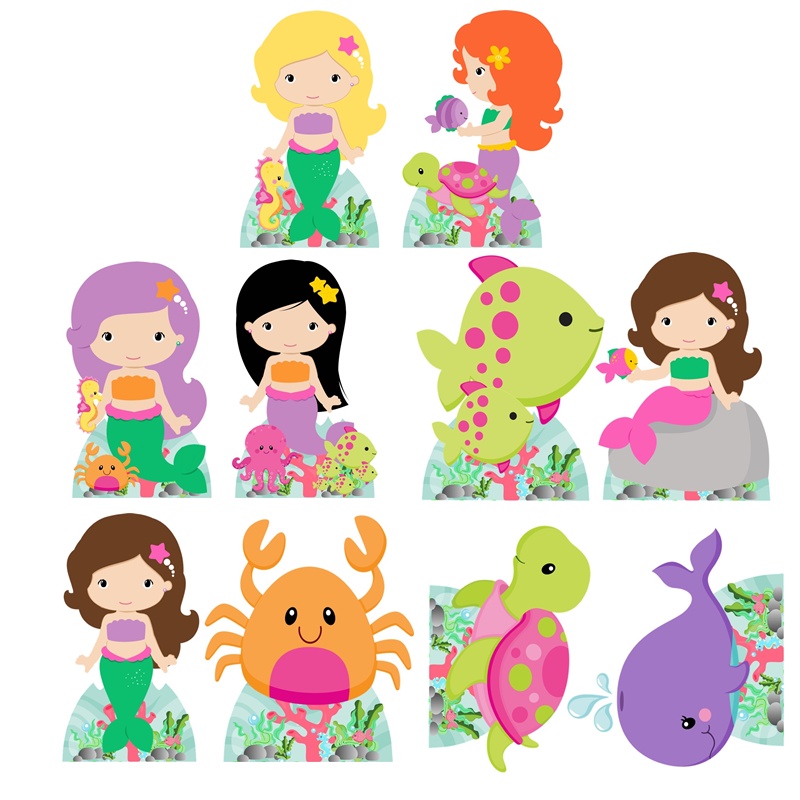 sereias cute baby kit decoração de festa infantil 10 display de mesa ...