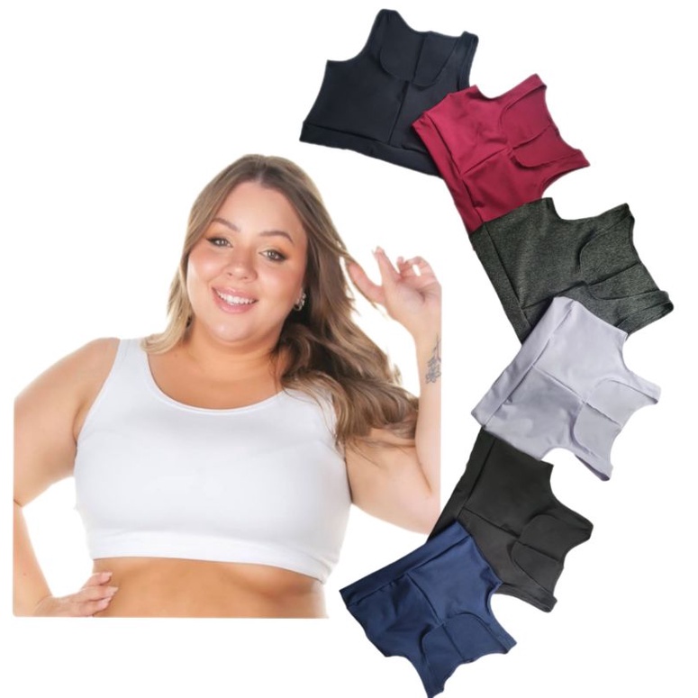 Kit 3 Top Cropeed Plus Size G1 G2 G3 G4 | Shopee Brasil