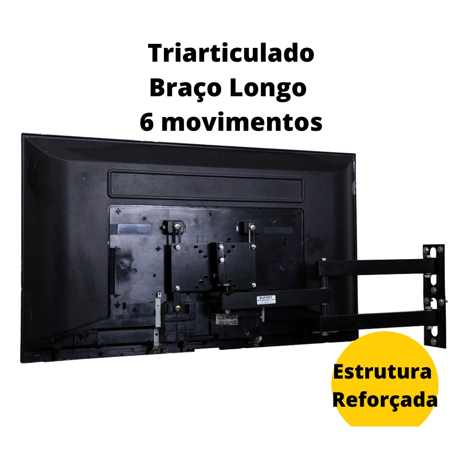 Suporte Tv Parede Braço Longo de 65cm Tri Articulado Com Inclinação Até ...