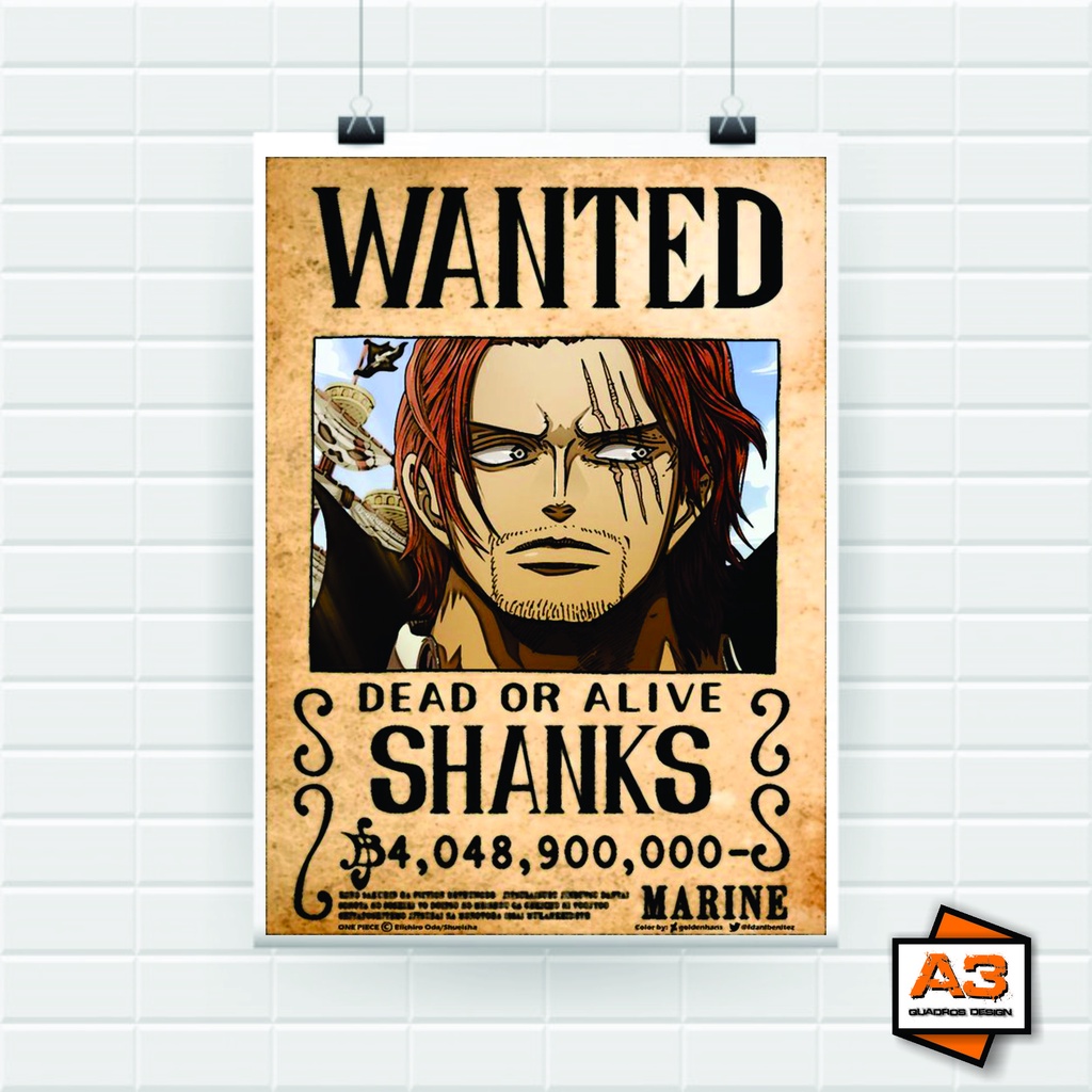 Poster One Piece Wanted Shanks A4 (21cm x 30cm) | Shopee Brasil