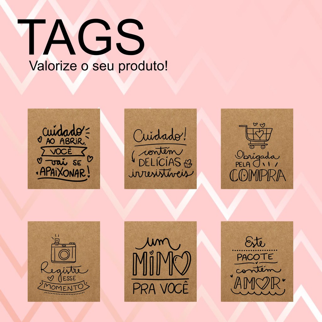 100 Tag Personalizada com frases em Papel Kraft ideal para Sacolas ...