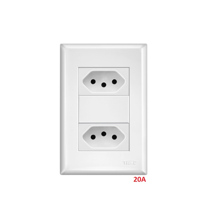 Conjunto 2 Tomadas 2p+t Padrão Brasileiro 20a 250v Branco Evidence Fame ...