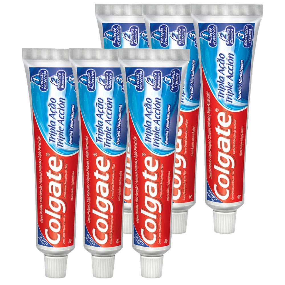 Kit Creme Dental Colgate Tripla Ação Hortelã 90g com 6 unidades ...