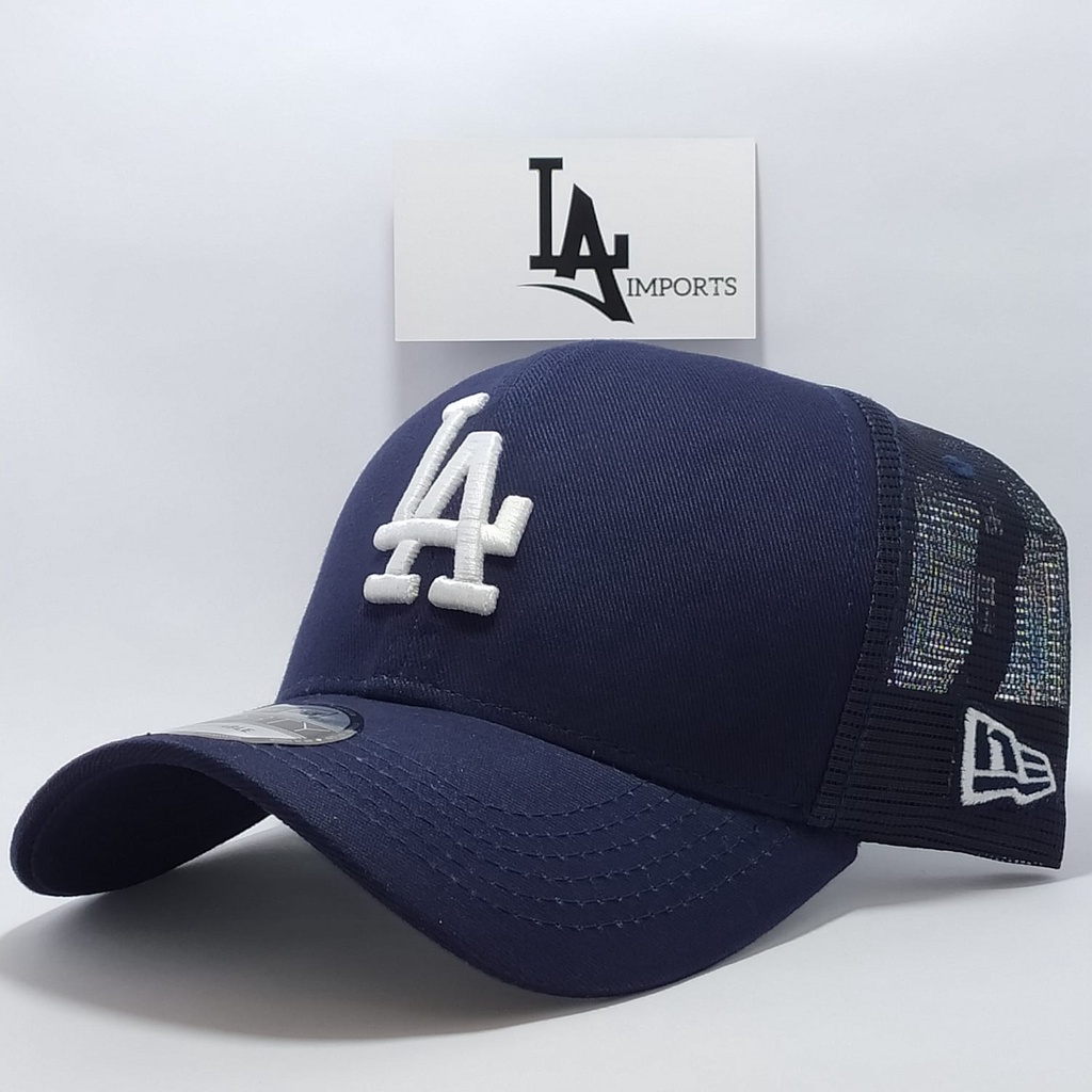 BONE LA LOS ANGELES NEW ERA ABA CURVA TRUCKER TELINHA AZUL | Shopee Brasil