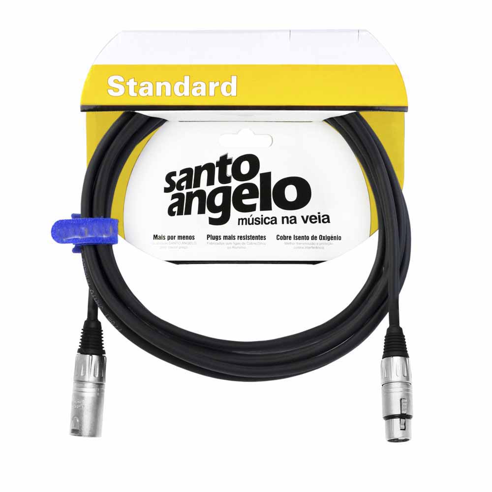 Cabo Microfone Santo Angelo Sc30 Standard Xlr 4,57 ou 6,10 metros Angel 0.30mm bitola Dmx ...
