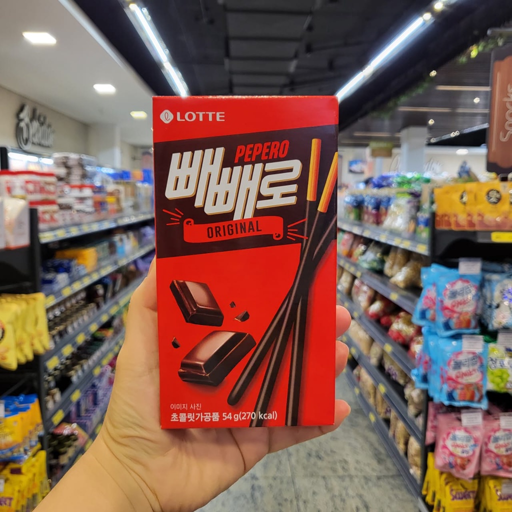 Biscoito Coreano Pepero Sabor Original (Chocolate) 54g | Shopee Brasil