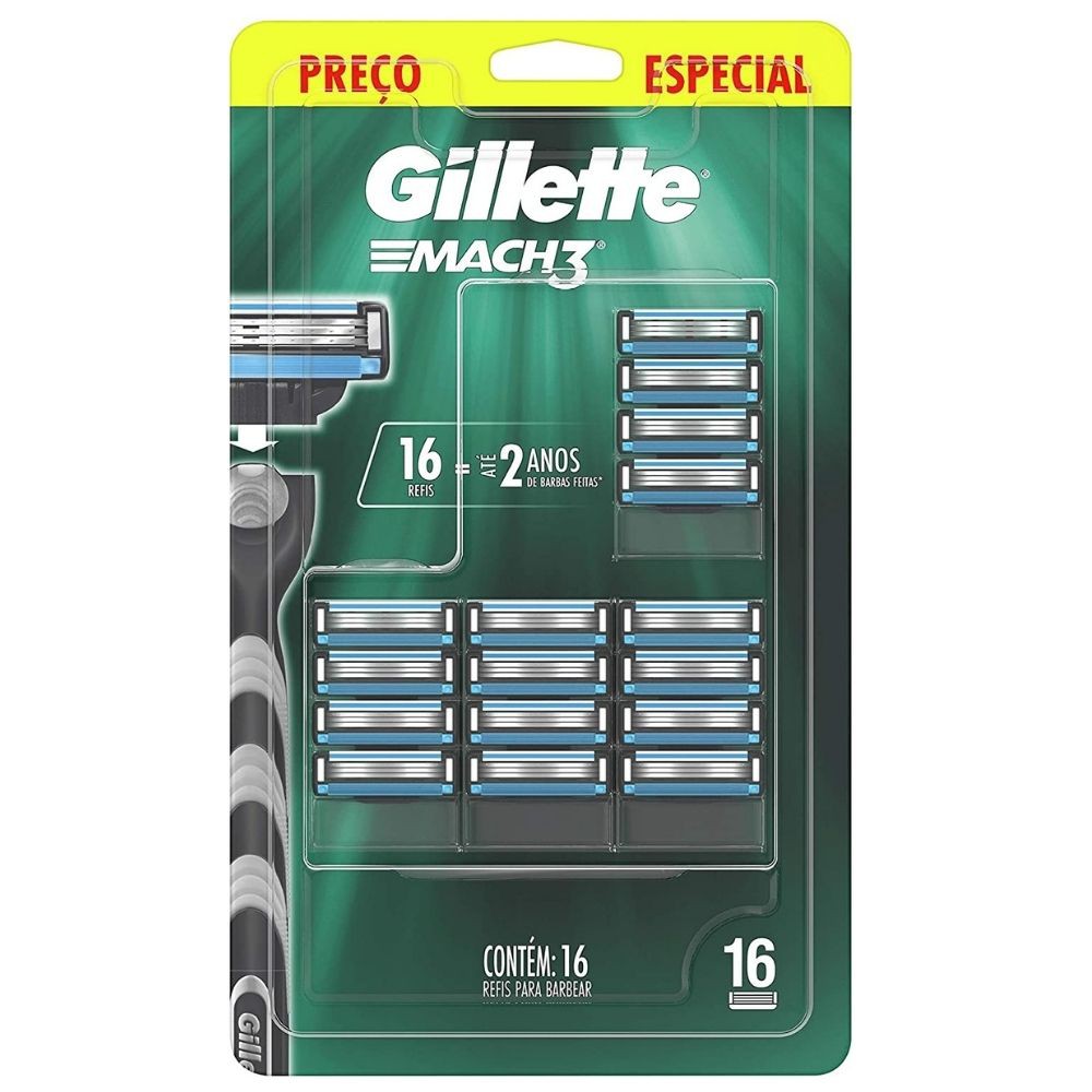 Gillette Mach3 Regular - Carga com 16 unidades | Shopee Brasil
