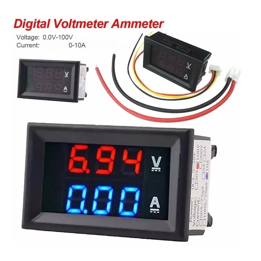 Mini Digital Voltímetro Amperímetro Dc 100 V 10A | Shopee Brasil