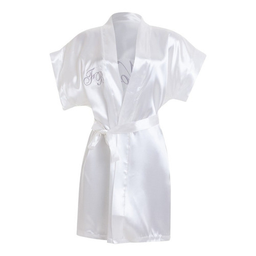 Robe De Cetim Branco Liso Sem Bordado | Shopee Brasil