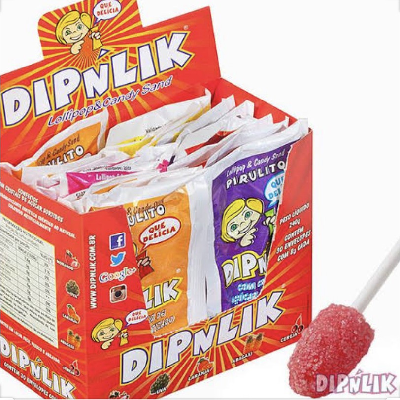 Pirulito Dipnlik C/ Cristais de Açúcar CX C/ 20 un. | Shopee Brasil