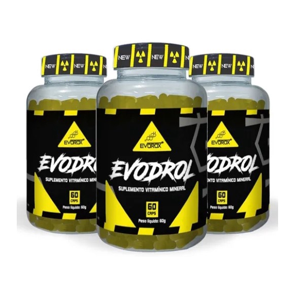 Evodrol Kit com 3 potes de 60 capsulas Evorox Nutrition Aumento Natural ...