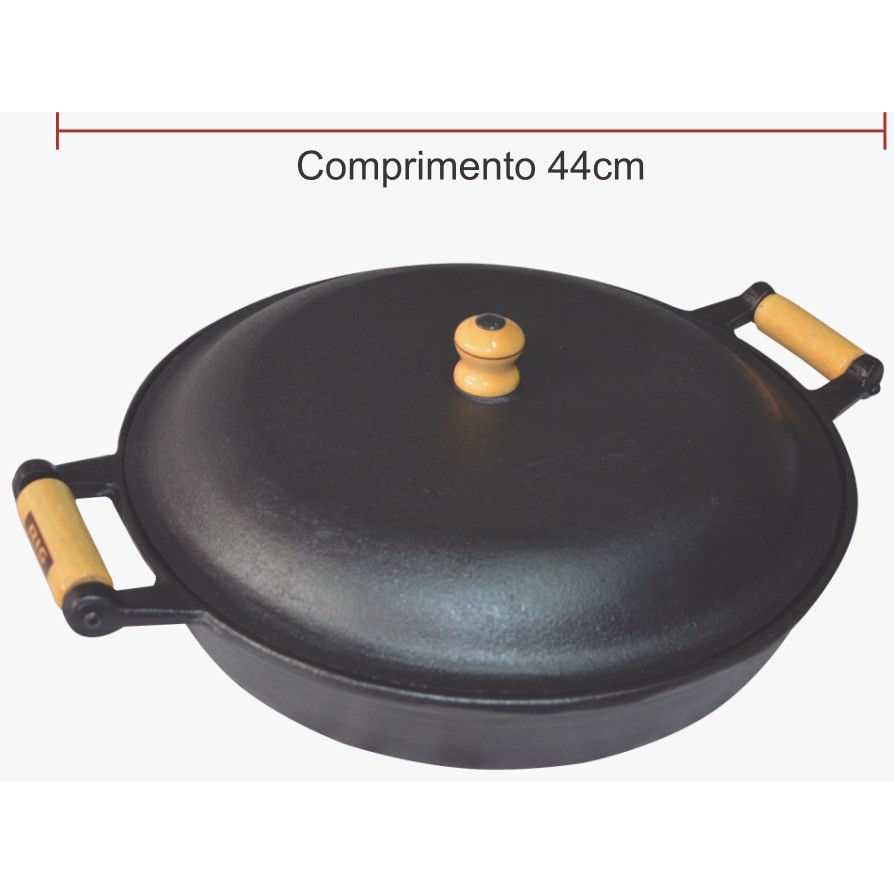 Frigideira grande de ferro fundido 36cm tampa ferro - 4litros | Shopee ...