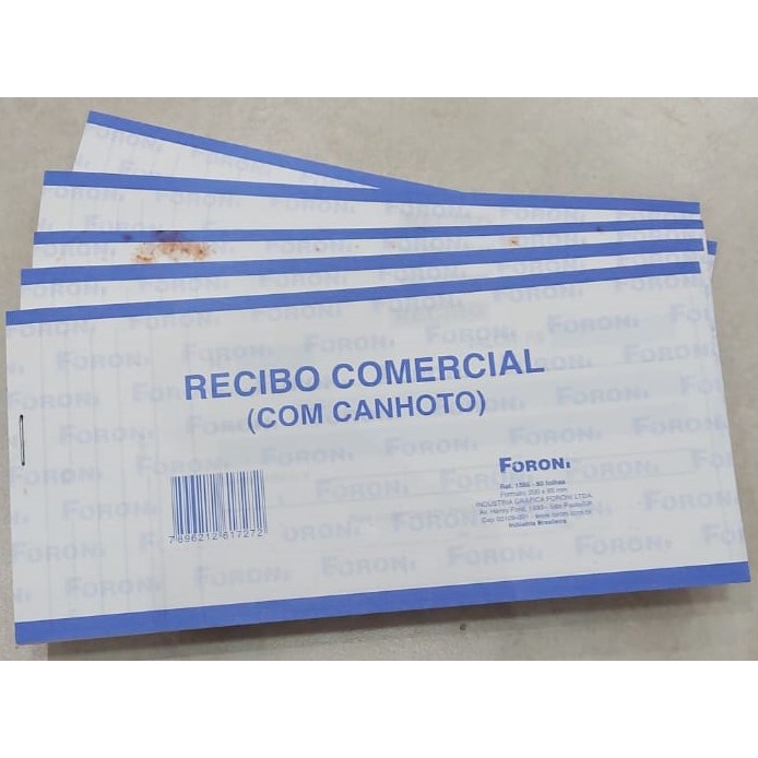 Bloco de Recibo Comercial com Canhoto 200x95mm 50 folhas - Foroni | Shopee Brasil
