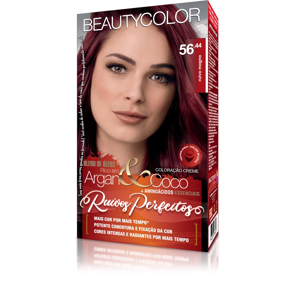 Coloração Kit 56.44 Ruivo Mogno - Beauty Color | Shopee Brasil