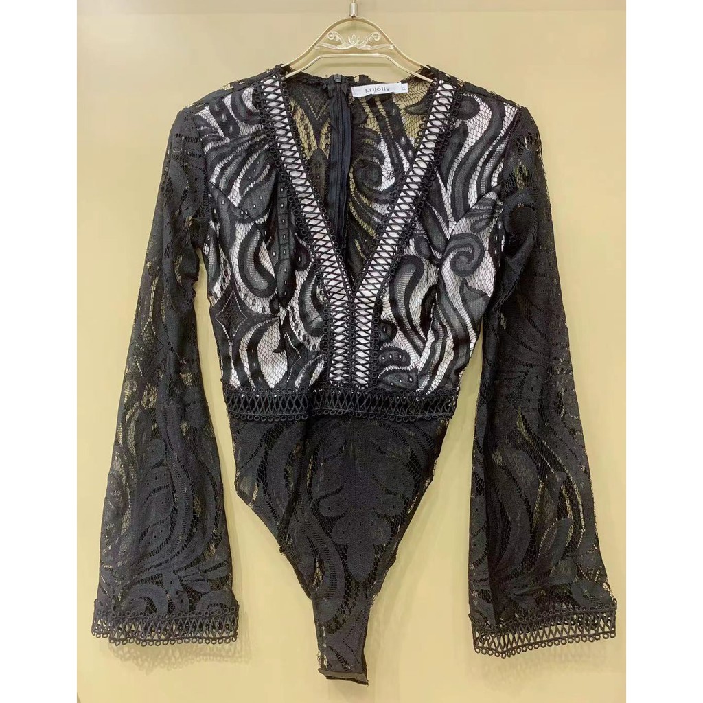 Body De Renda/body Manga Longa Com Renda/m6765 | Shopee Brasil