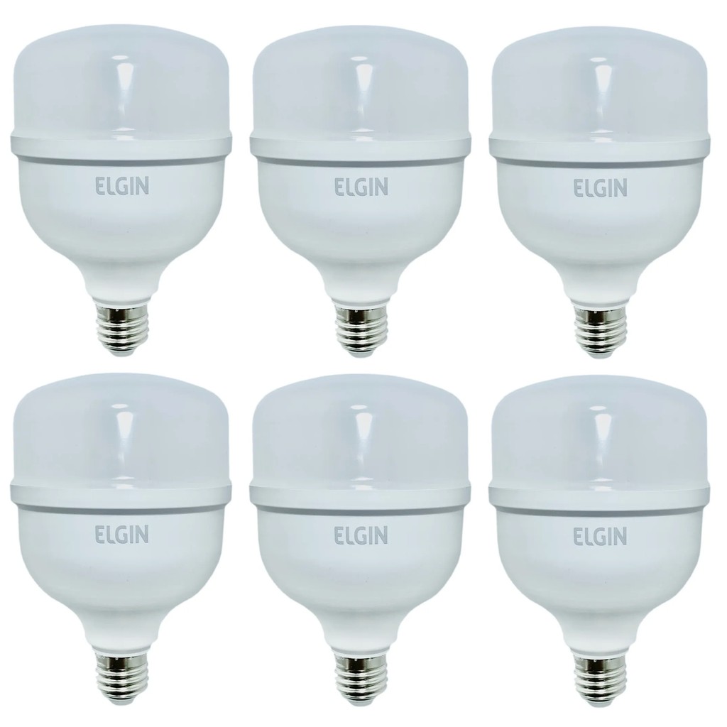 6 Lâmpadas Elgin Bulbo Led 20W, 30W, 40W, 50W Branca 6500K | Shopee Brasil