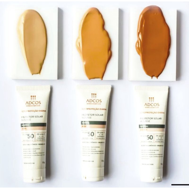 Protetor Solar Facial adcos mousse Mineral - Fator Fps50 - 50g | Shopee ...