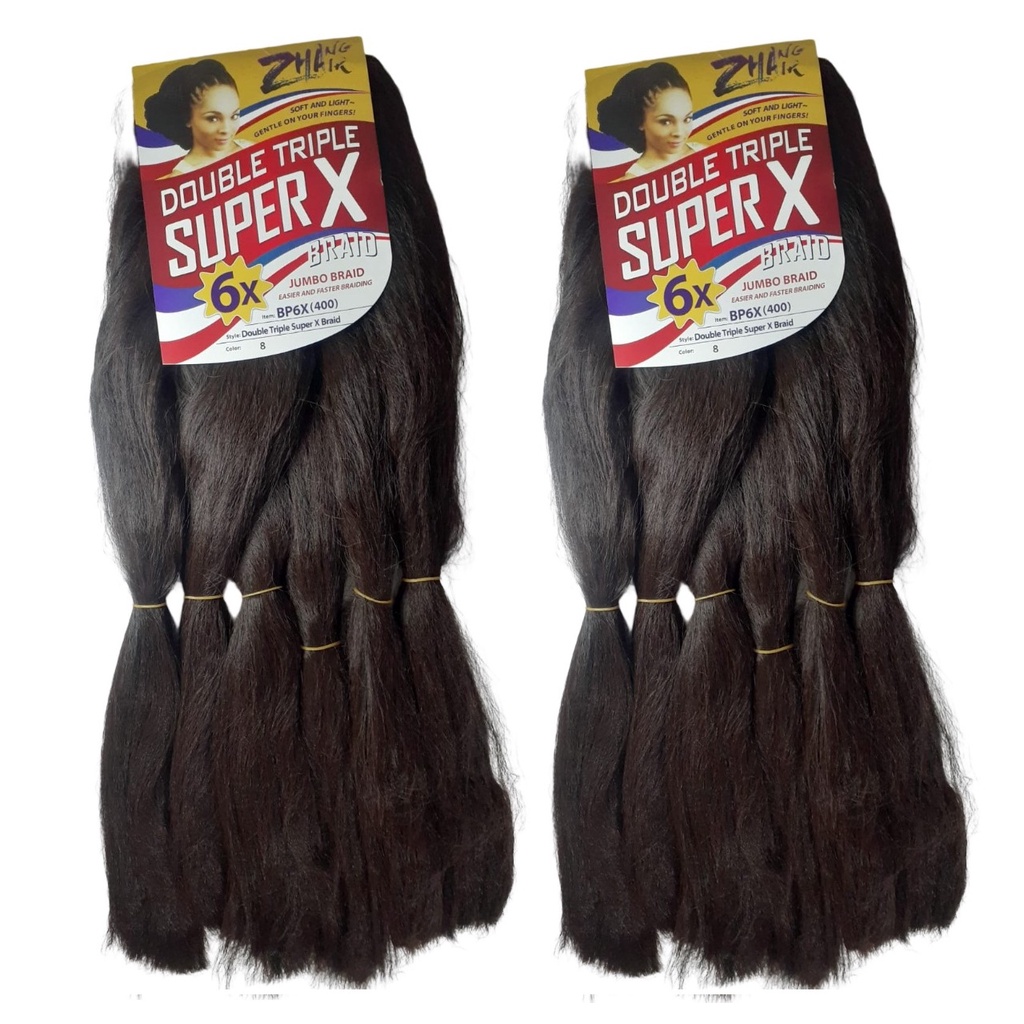 Kit 2 Cabelo Jumbo Cor 8 Castanho Claro Jumbão SUPER X 400 gramas cada ...