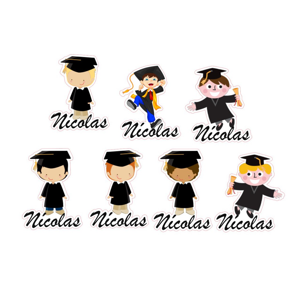 50 Aplique Formatura Personalizado Topper Recorte Tubete 07cm Todos os Tema | Shopee Brasil