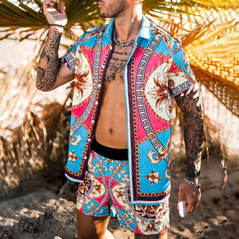 Homens Verão Havaí Casual Beach Printing Sets | Shopee Brasil