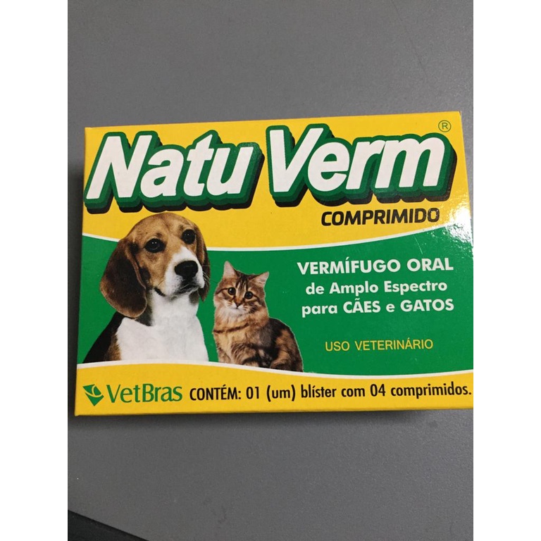 Natu Verrm Comprimidos Vermífugo Oral para Cães e Gatos Vetbras ...
