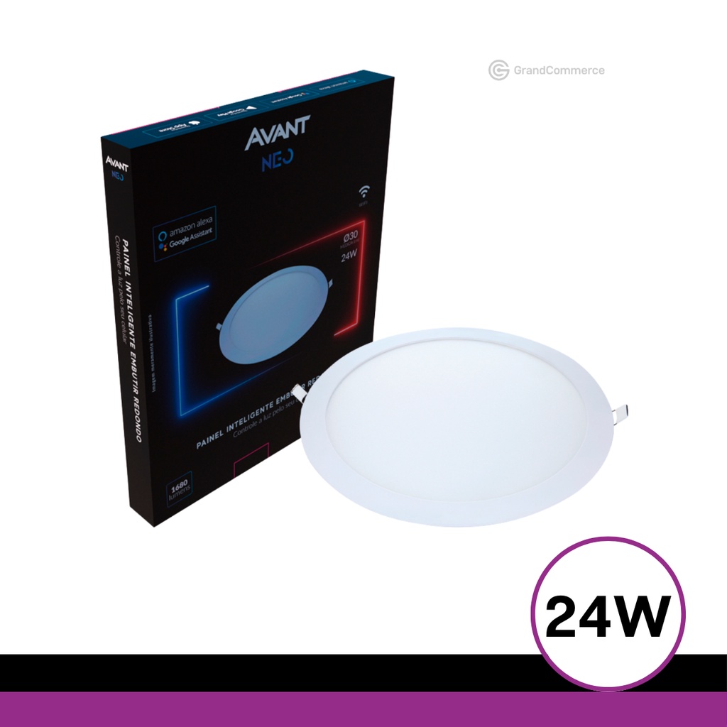 Painel Led NEO Embutir Redondo 24W 2700k~6500k Bivolt Wifi Smart Avant ...
