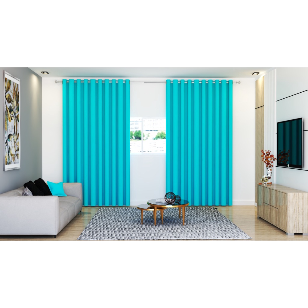 Cortina Roma Janela Sala Quarto Cozinha 2,80 X 1,80 M Tecido Azul ...