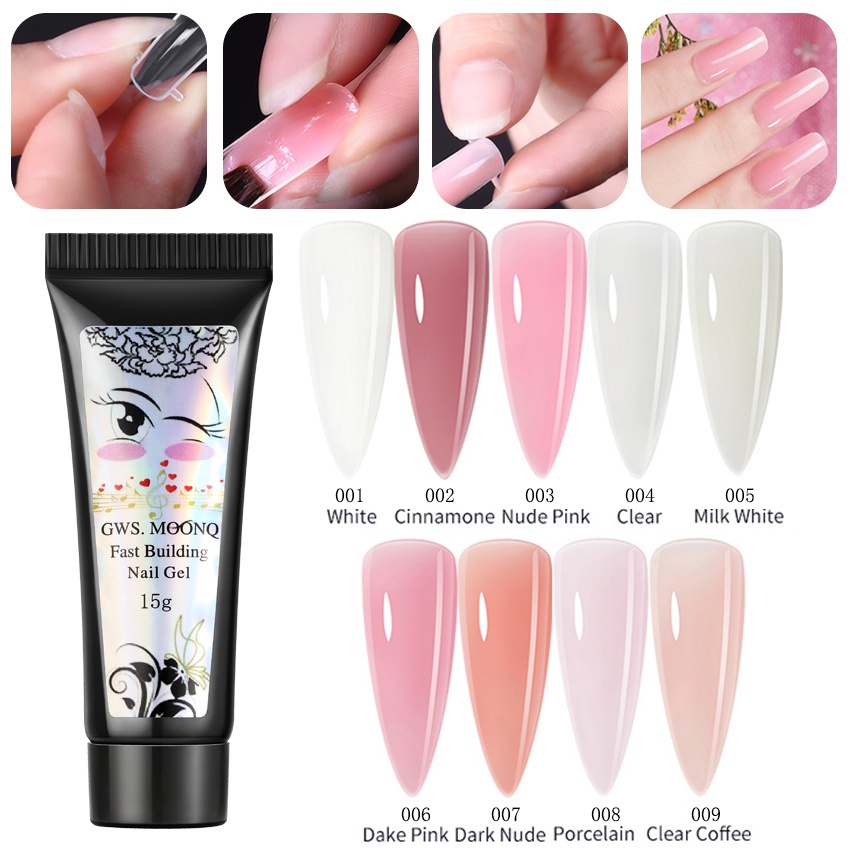GWS MOONQ 9 Cores Gel De Extensão De Cristal Acrílico Construtor Rápido ...