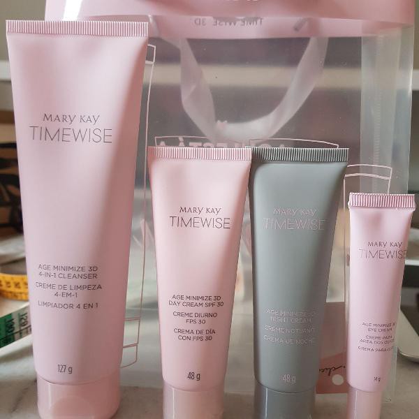 Linha Timewise 3D Mary Kay Gel de limpeza Creme Diurno Noturno Creme Área dos olhos | Shopee Brasil