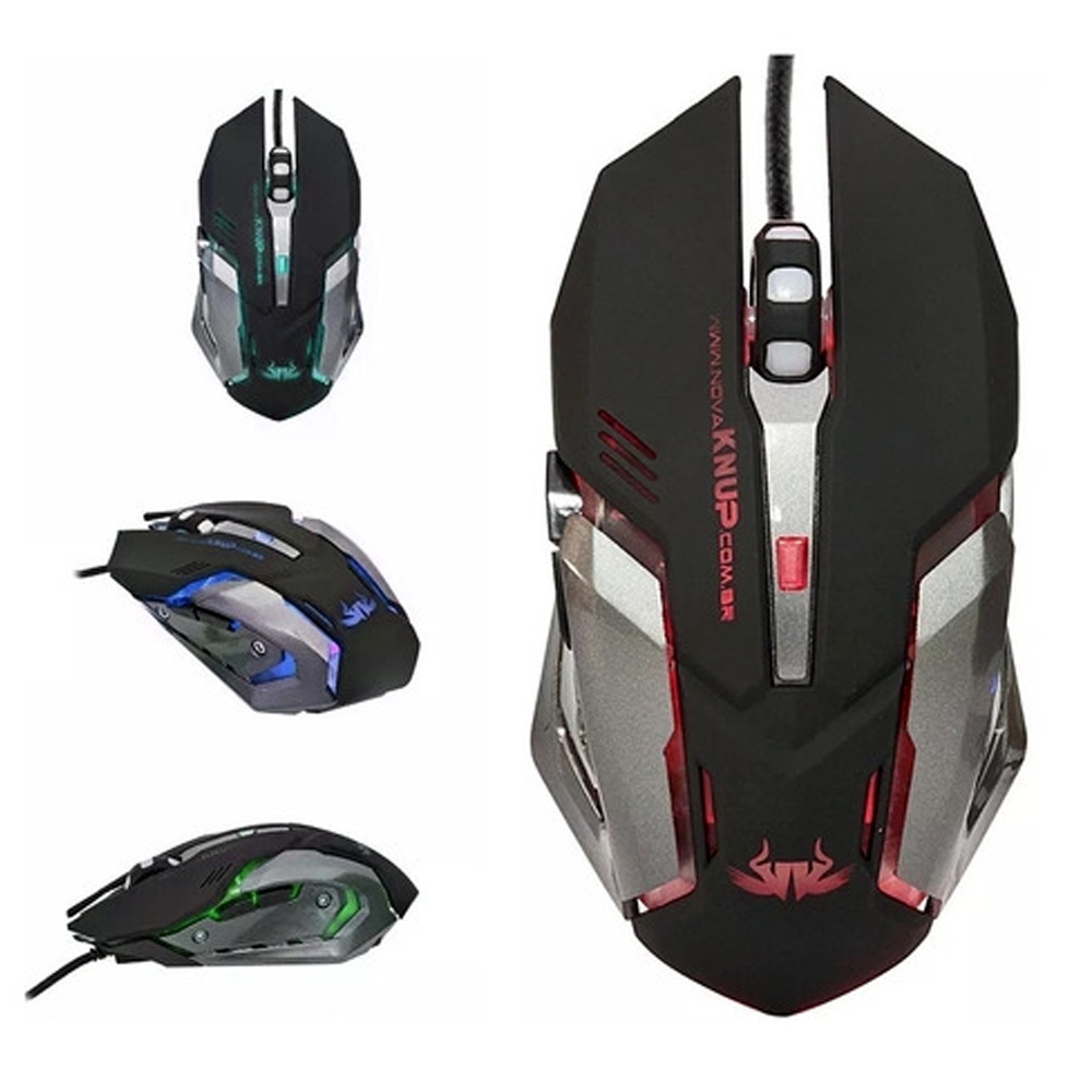Mouse Gamer USB 2400 Dpi 6 Botões Led Rgb 7 Cores Knup Kp-V19 Tiger X | Shopee Brasil