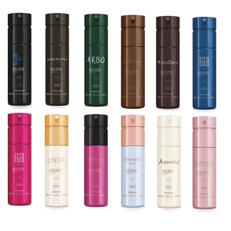 Body Spray O Boticário 100ml (Masculino e Feminino a escolher) | Shopee ...