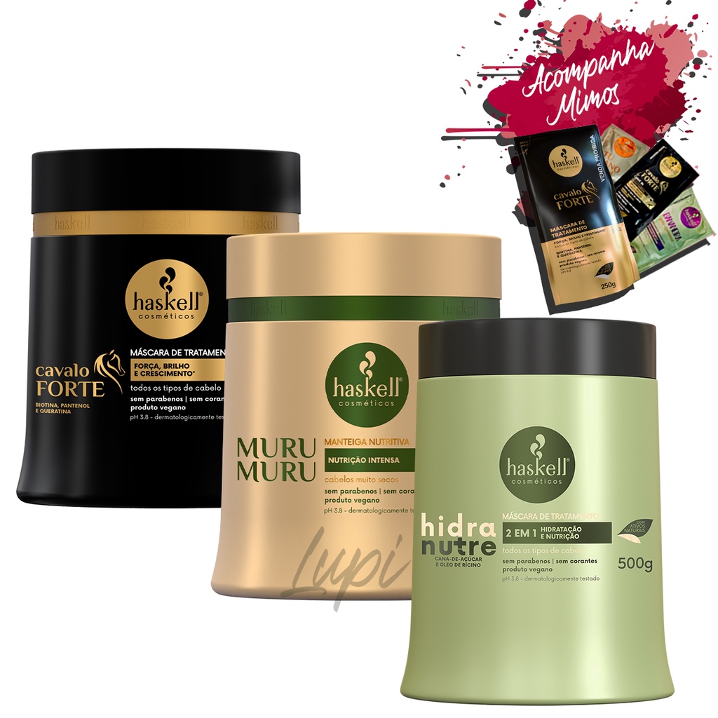 Kit Haskell Mascaras Hidranutre Murumuru Cavalo Forte 500g | Shopee Brasil