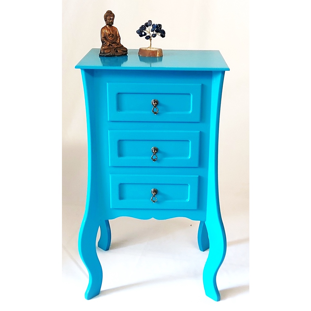 Mesa De Cabeceira Mdf Azul Turquesa . | Shopee Brasil
