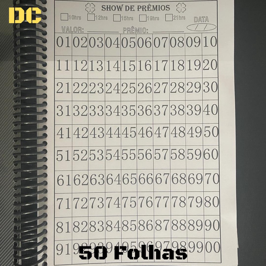 Rifa de Dezenas - caderno com 50 e 100 folhas🐫 Aposte com confiança e ...