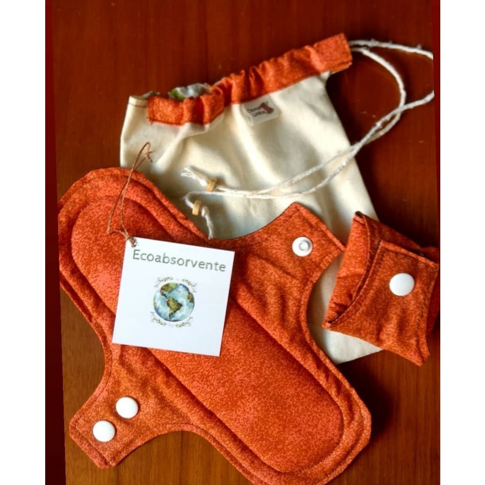 2 ,4 , 6 ou 8 Absorventes Ecológico Reutilizável de Pano com abas 100% ...