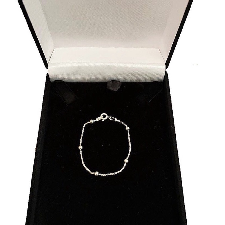 Pulseira de Prata 925 infantil Veneziana com bolinhas. | Shopee Brasil