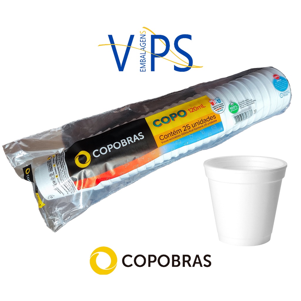 Copo Térmico Descartável 120ml EPS C/25un Copobras CCT-120 | Shopee Brasil