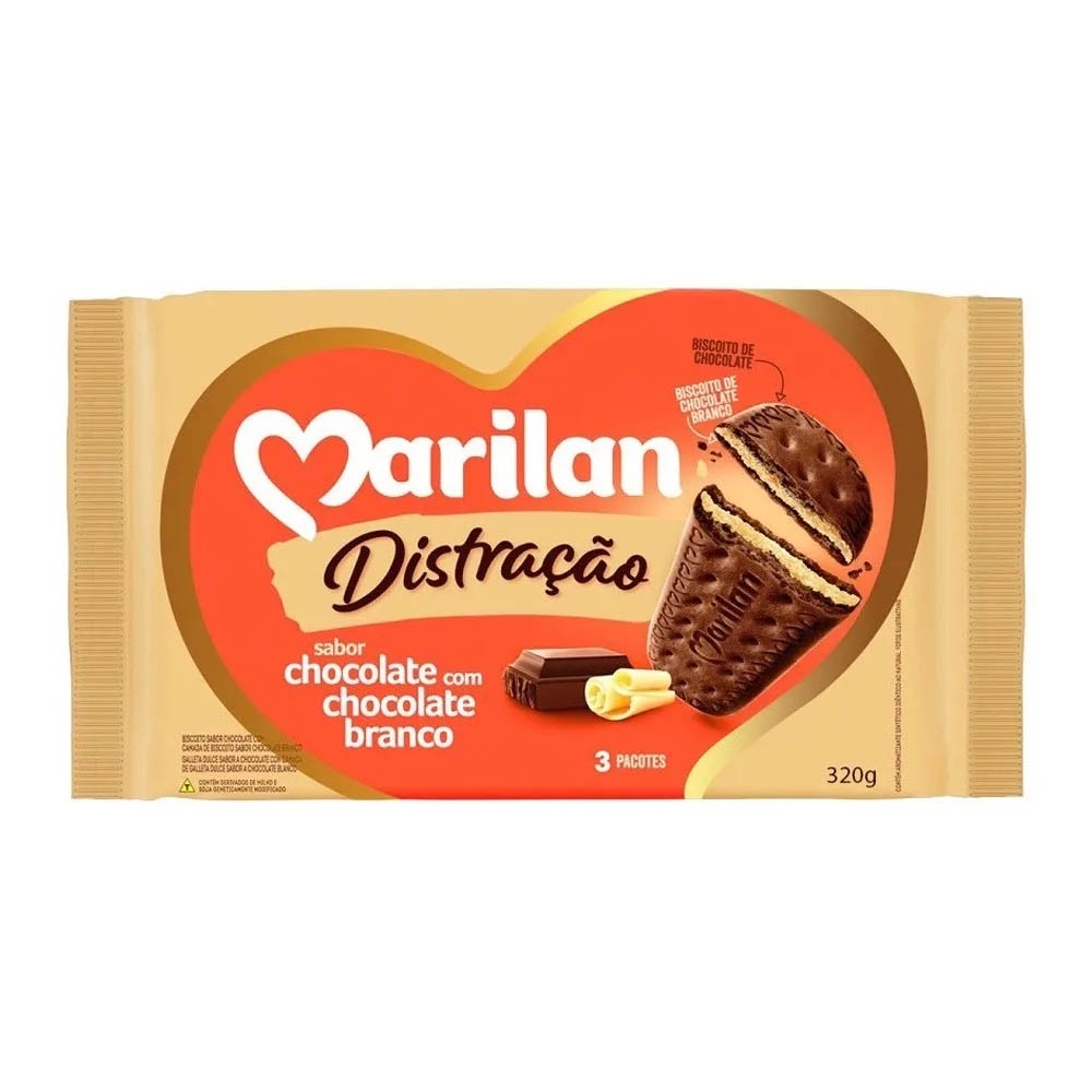 Biscoito Bolacha Distração Chocolate Branco 320g Marilan | Shopee Brasil