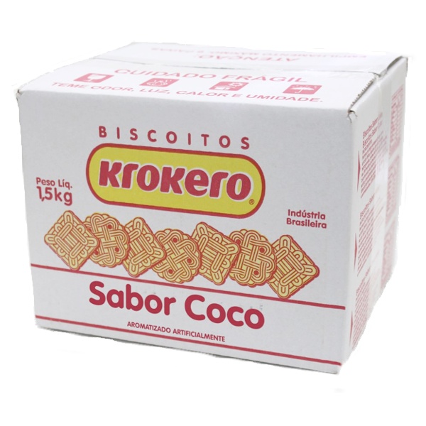 Biscoitos krokero kit 4 unidades 1,5kg coco ou leite - escolha seu ...