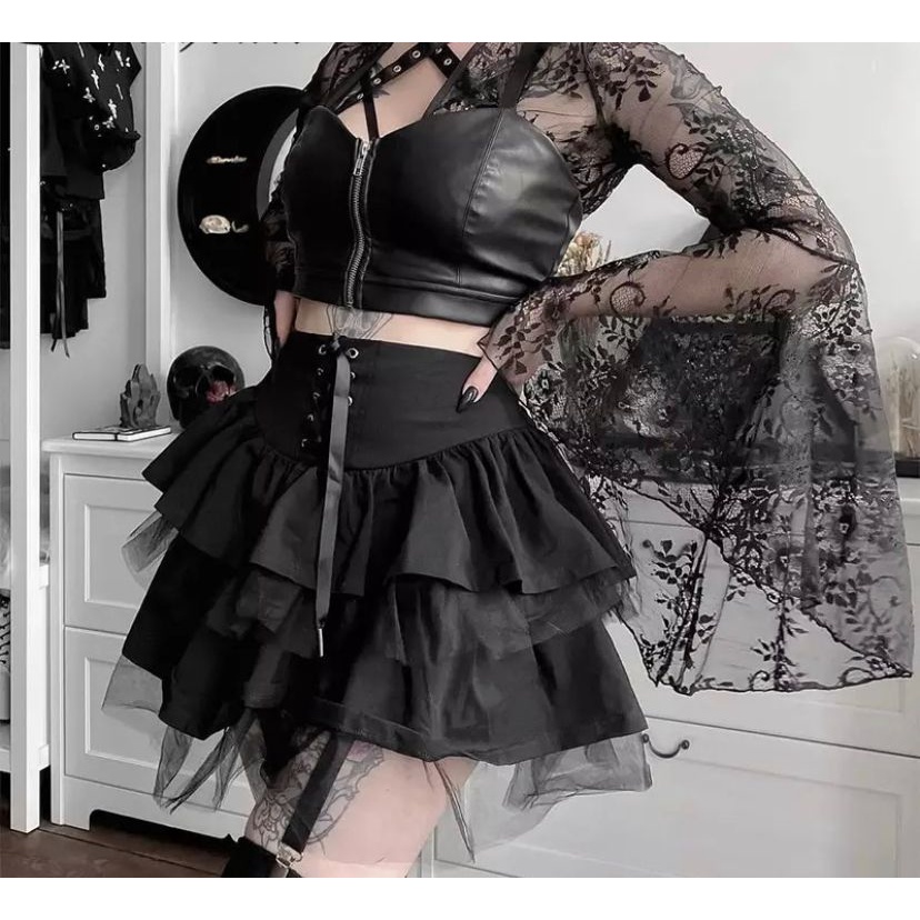 Saia Witchcore Cute Kawaii Gótico Lolita Dark Pronta Entrega Pastel ...