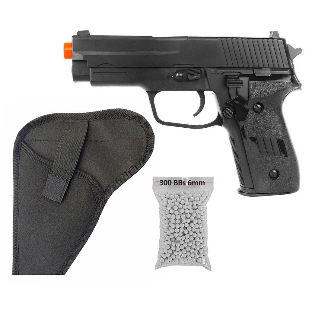 Pistola Airsoft Barato Sig Sauer P226 Vigor Arma 6mm Spring com Coldre Neoprene e 300 Esferas ...