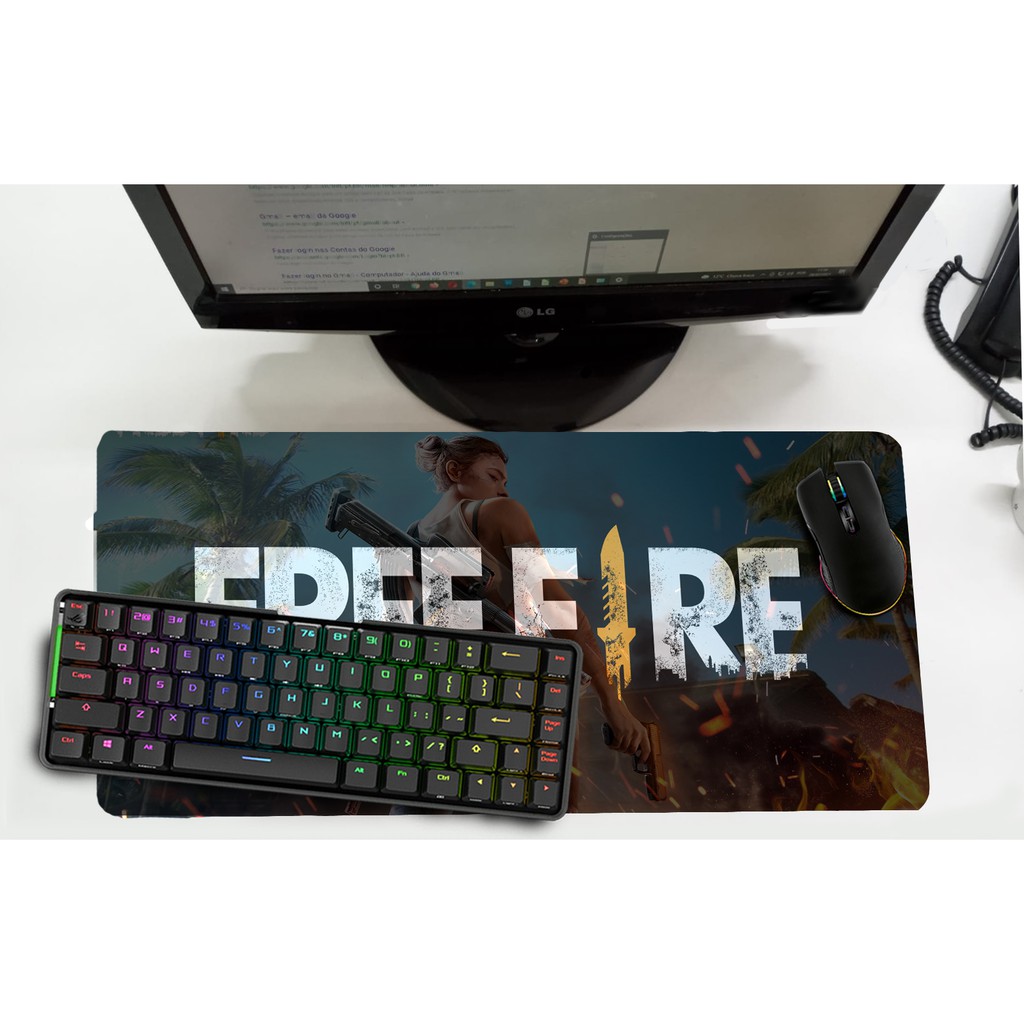 Mouse Pad Gamer Desk Pad Grande 30x70cm - Linha Mapa Game Free Fire ...