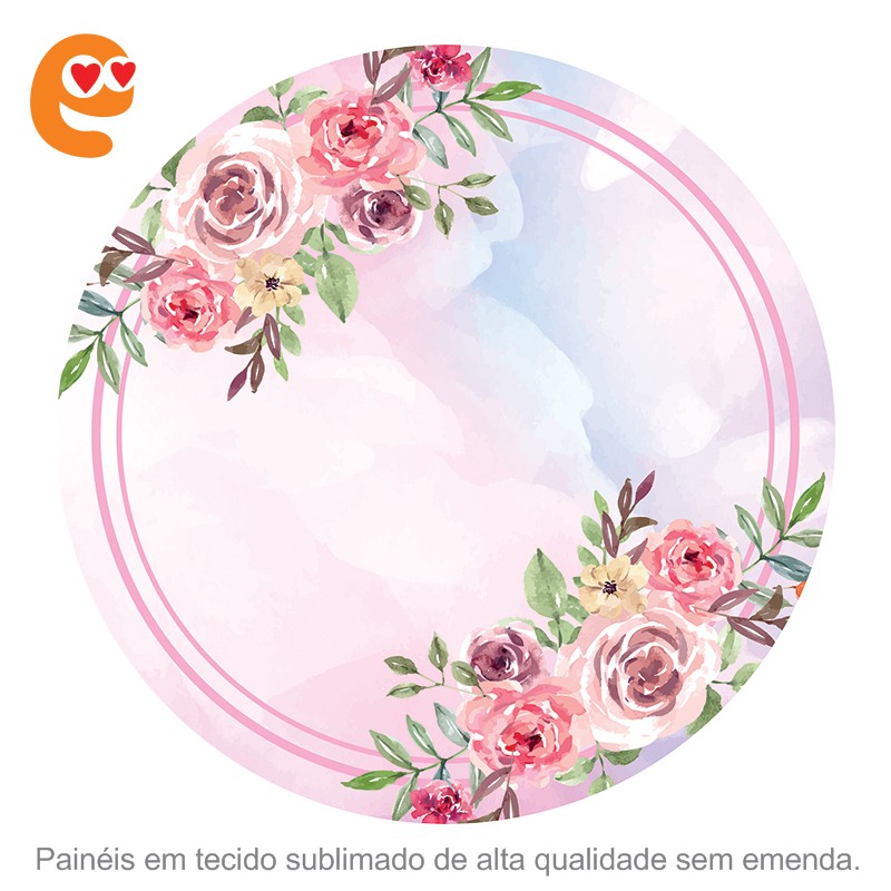 Painel Redondo Para Festa Tecido Sublimado Com Elástico FLORAL ROSE | Shopee Brasil